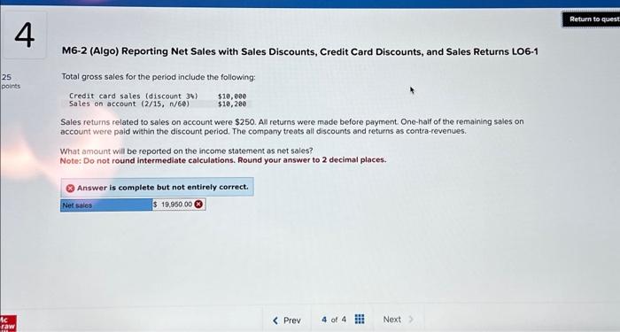 Solved M6-2 (Algo) Reporting Net Sales with Sales Discounts, | Chegg.com