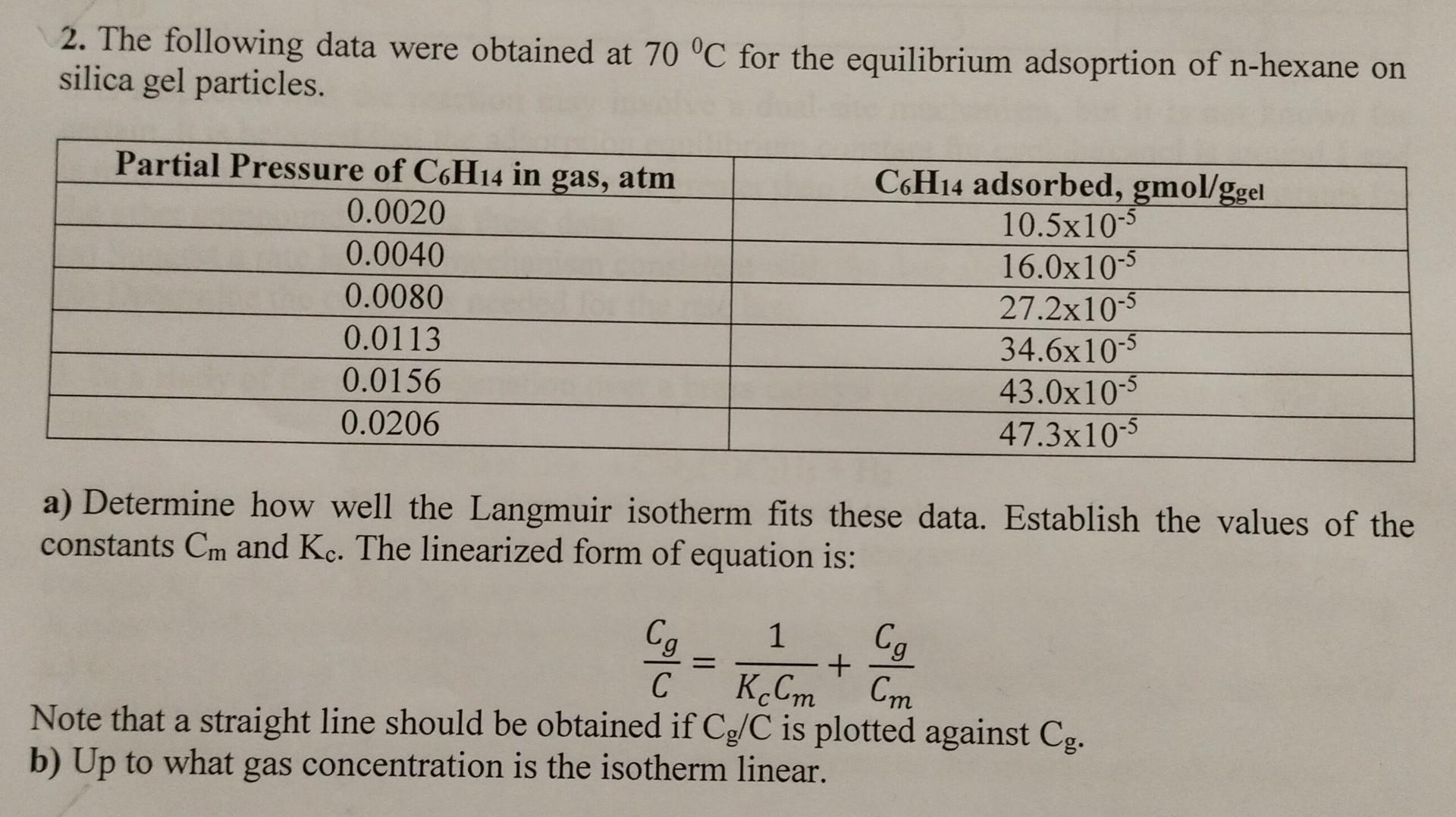 Solved 2. The following data were obtained at 70∘C for the | Chegg.com