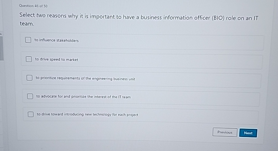 Solved Question 46 ﻿of 50Select two reasons why it is | Chegg.com