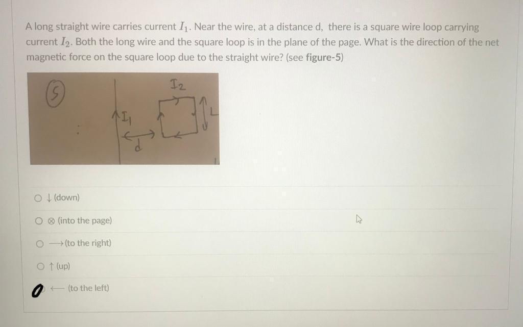 Solved A long straight wire carries current I1. ﻿Near the | Chegg.com