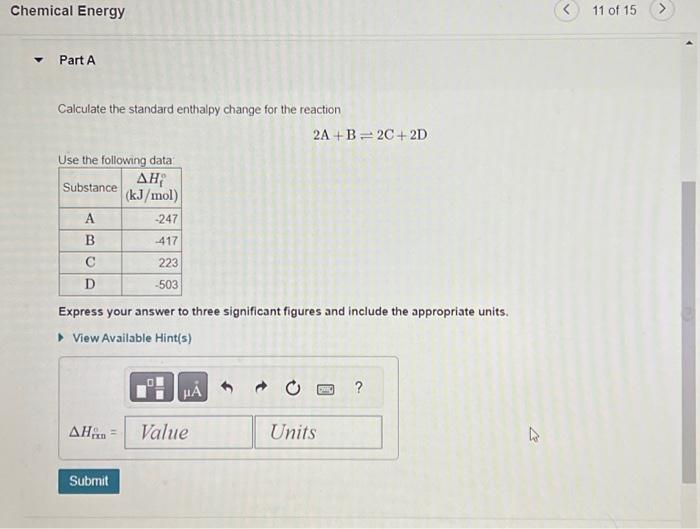Solved Calculate the standard enthalpy change for the | Chegg.com