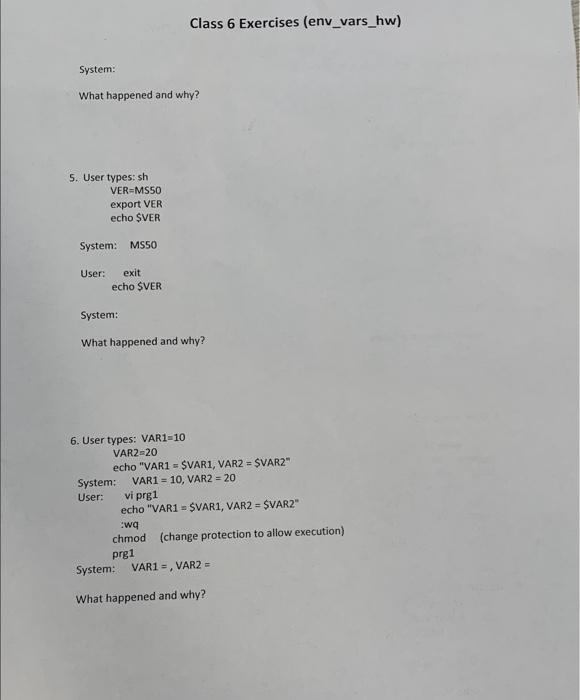Solved Class 6 Exercises (env_vars_hw) Try to explain each | Chegg.com