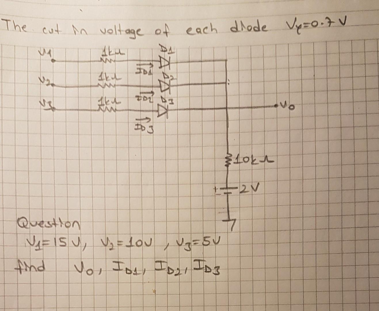 Solved Which diodes ON/OFF in which situations? Find Vo Id1 | Chegg.com