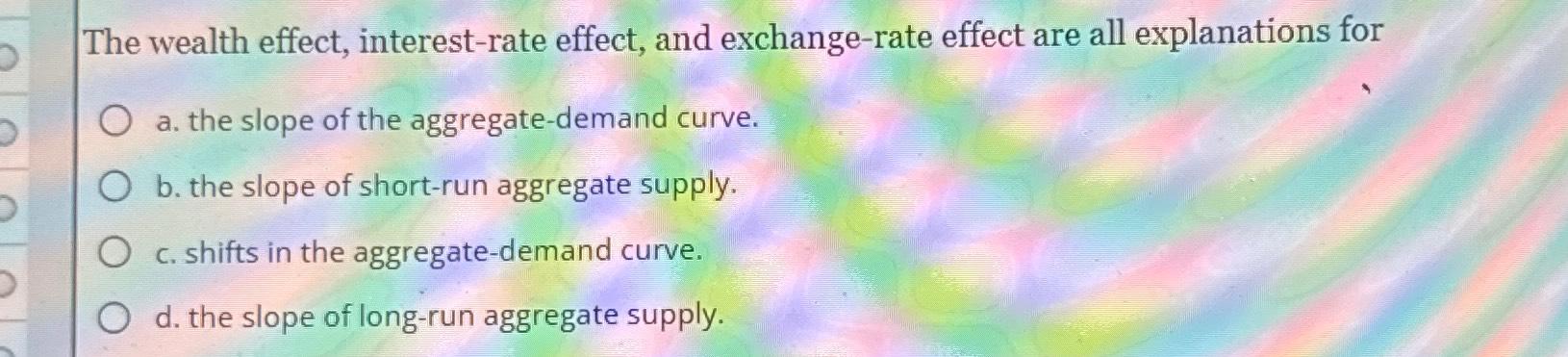 Solved The wealth effect, interest-rate effect, and | Chegg.com