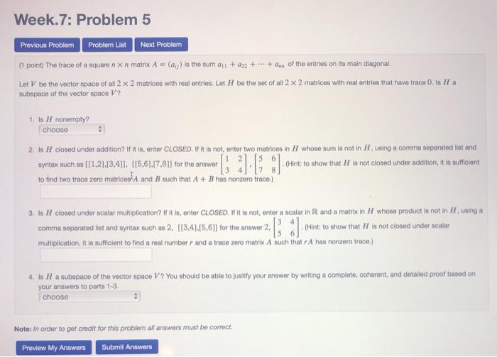 Solved Week.7: Problem 5 Previous Probler Probler List Next | Chegg.com