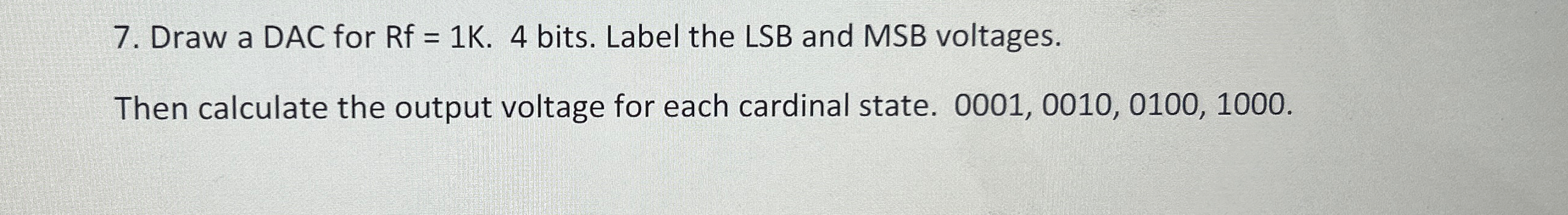 Solved Draw a DAC for Rf =1K. 4 ﻿bits. Label the LSB and MSB | Chegg.com