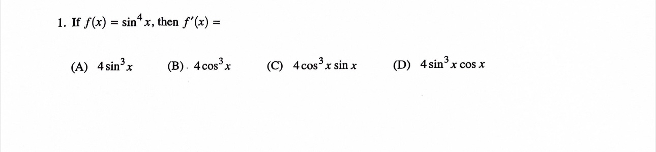 Solved If f(x)=sin4x, ﻿then | Chegg.com