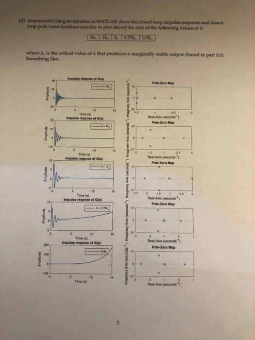 (d) (numerical) Using an iteration in MATLAB, show | Chegg.com