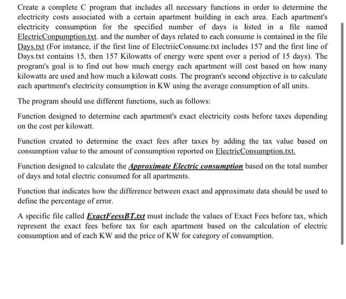 Solved Create a complete C program that includes all | Chegg.com