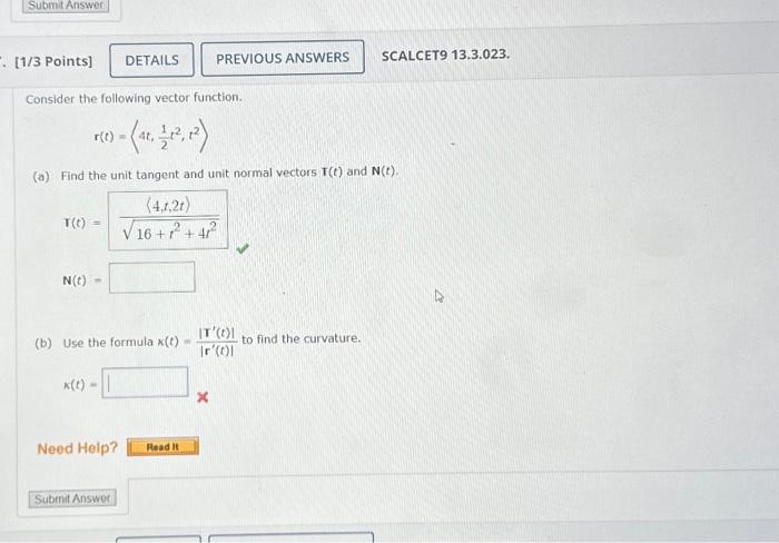 Solved Consider the following vector function. | Chegg.com