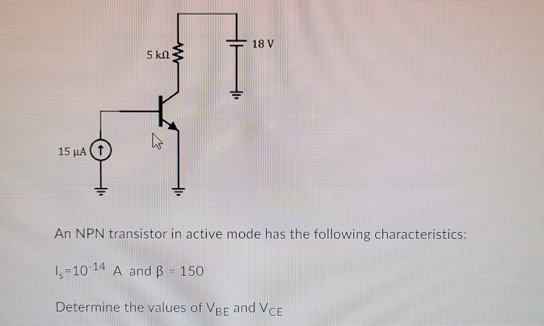 Solved An NPN transistor in active mode has the following | Chegg.com