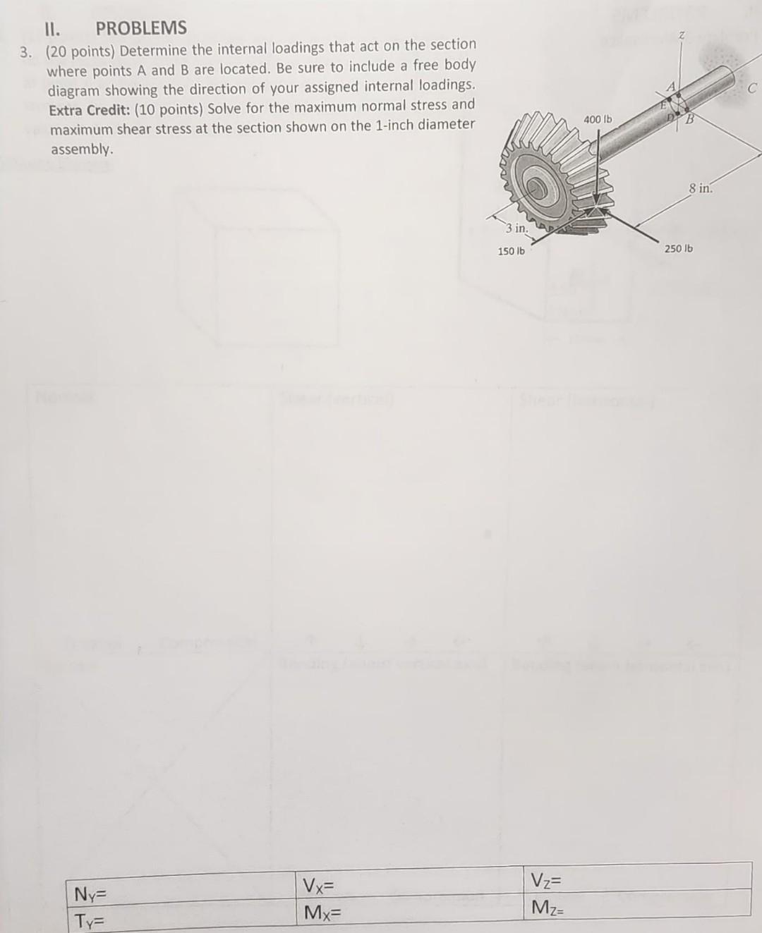 Solved 3. ( 20 points) Determine the internal loadings that | Chegg.com