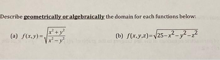 Solved Describe geometrically or algebraically the domain | Chegg.com