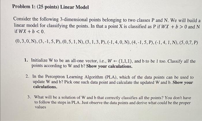 Solved Consider the following 3-dimensional points belonging | Chegg.com