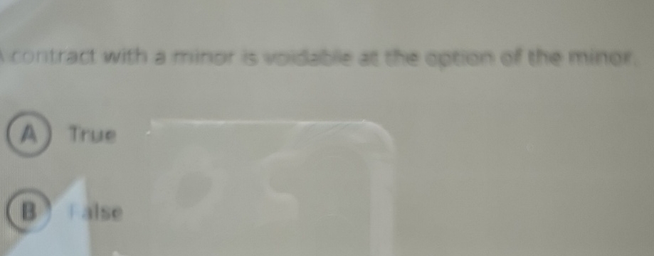 Solved Icontract with a minor is voidable at the option of | Chegg.com