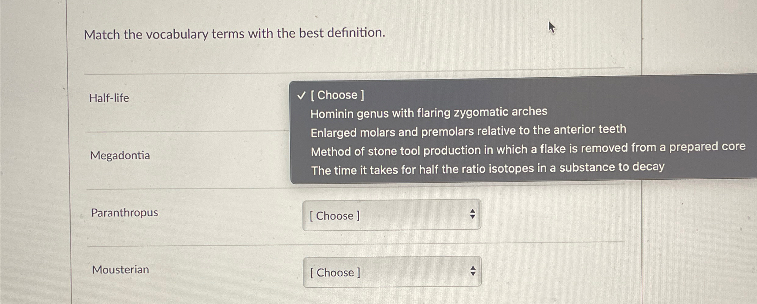 Solved Match the vocabulary terms with the best | Chegg.com