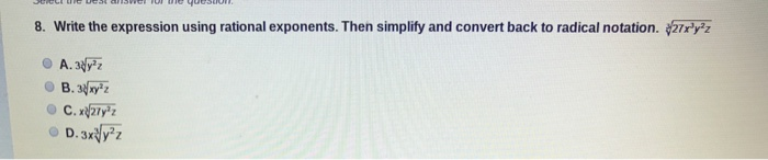 Solved 8. Write the expression using rational exponents. | Chegg.com