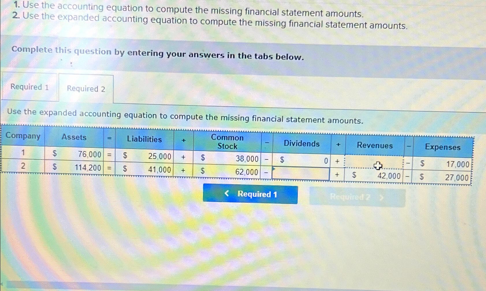 Use the accounting equation to compute the missing | Chegg.com