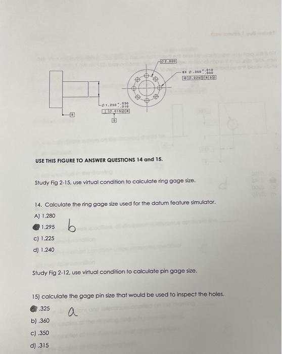 Solved 14. Calculate the ring gage size used for the datum | Chegg.com