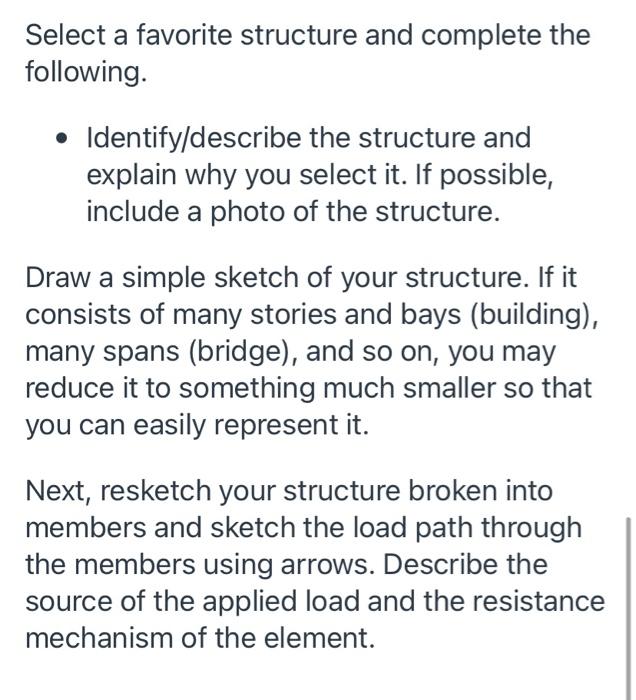 Solved Select a favorite structure and complete the | Chegg.com