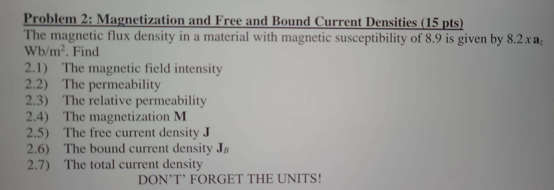 Solved Problem 2: Magnetization and Free and Bound Current | Chegg.com