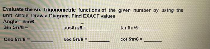 Solved Evaluate the six trigonometric functions of the given | Chegg.com