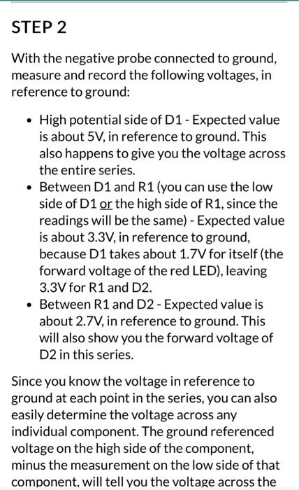 Solved STEP 2 With the negative probe connected to ground, | Chegg.com