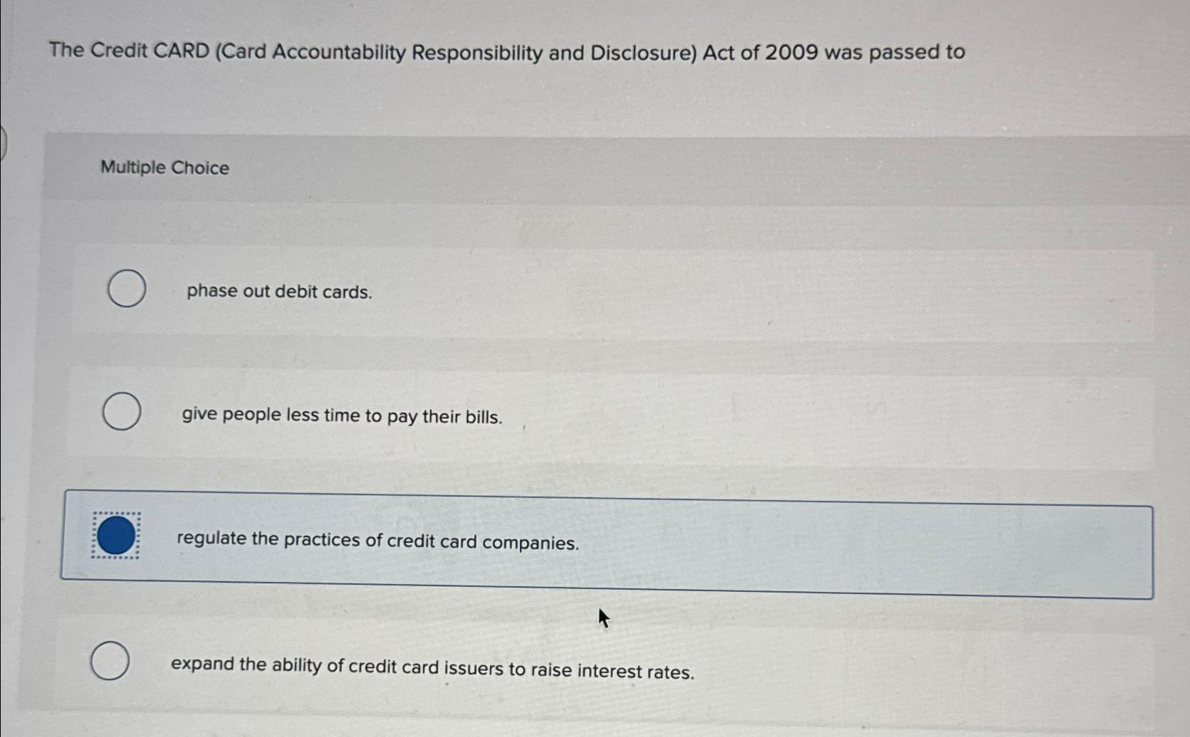 Solved The Credit CARD (Card Accountability Responsibility | Chegg.com