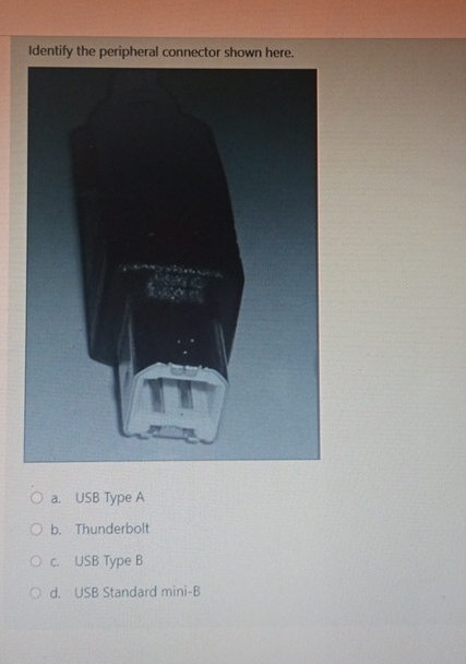 Solved Identify the peripheral connector shown here.a. ﻿USB | Chegg.com