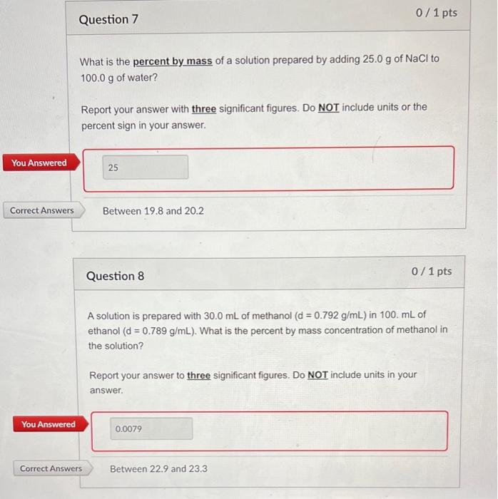 Solved What is the percent by mass of a solution prepared by | Chegg.com