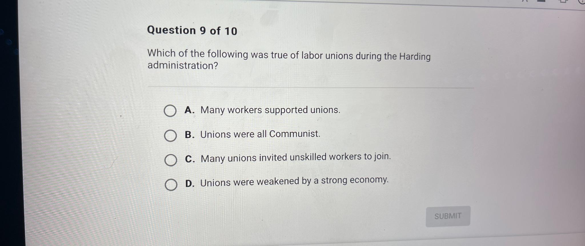 Solved Question 9 ﻿of 10Which of the following was true of | Chegg.com