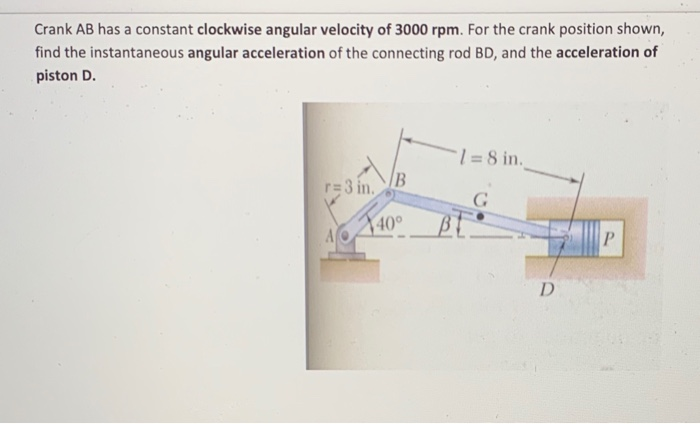 Solved Crank AB has a constant clockwise angular velocity of | Chegg.com