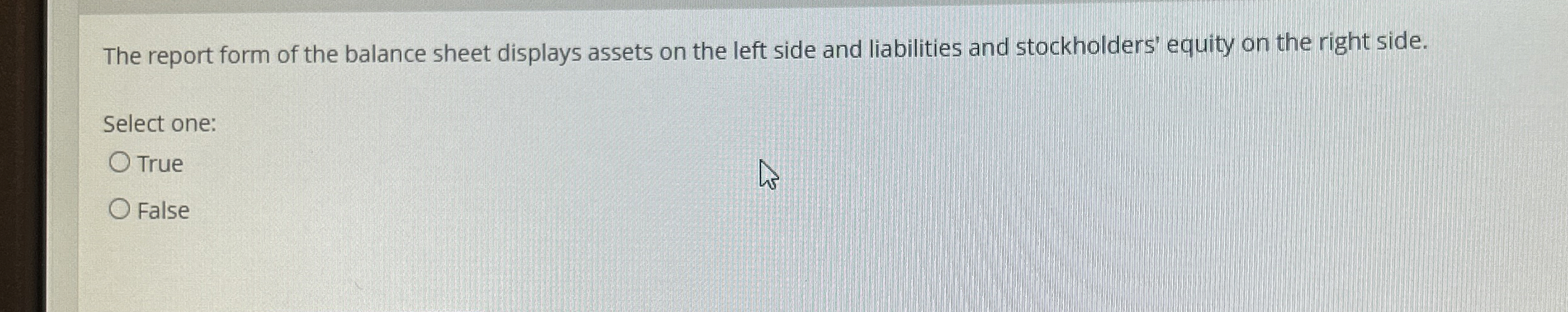 Solved The report form of the balance sheet displays assets | Chegg.com
