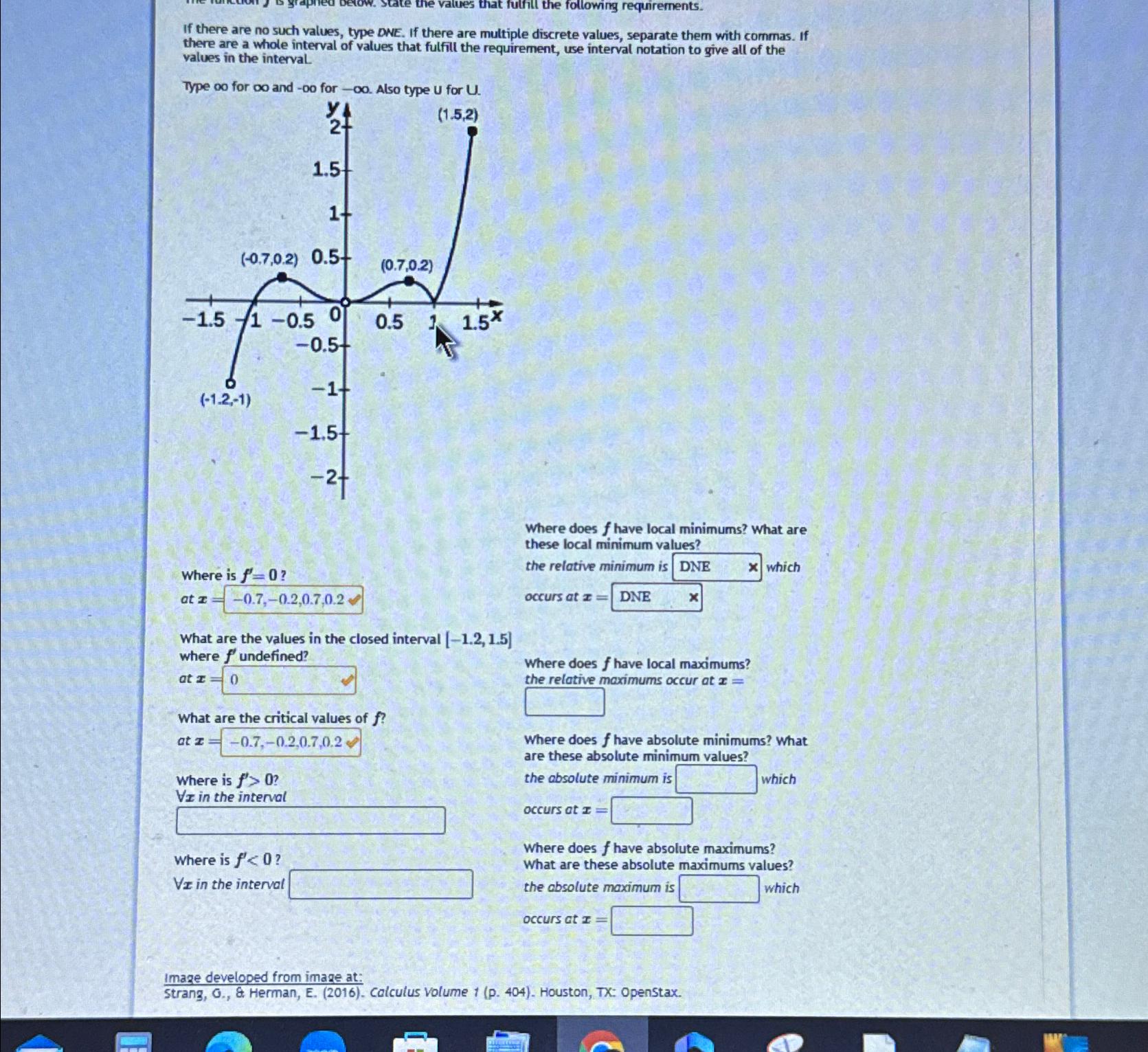 If there are no such values, type DNE. If there are | Chegg.com