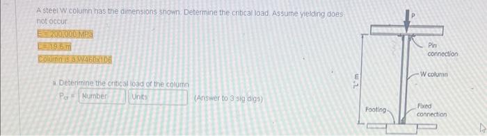 Solved A steel W column has the dimensions shown. Determine | Chegg.com