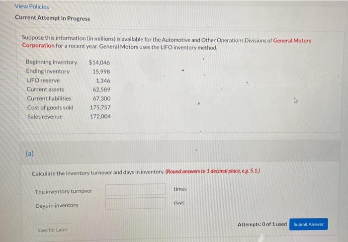 Solved View Policies Current Attempt in Progress Suppose | Chegg.com