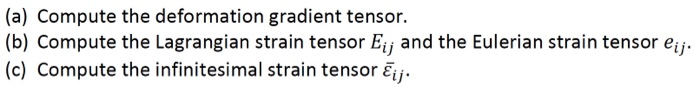 (a) Compute the deformation gradient tensor. (b) | Chegg.com