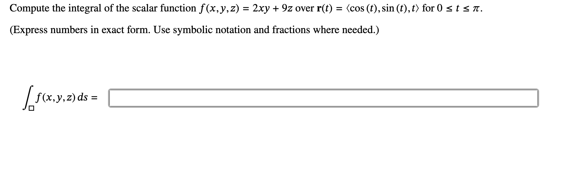 Solved Compute the integral of the scalar function | Chegg.com