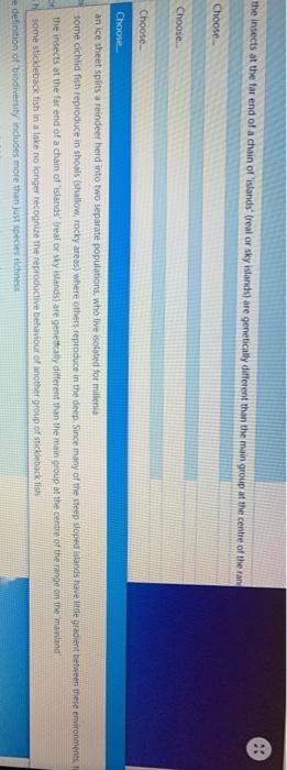 Solved match the type of speciation with the sample vympatic | Chegg.com Solved match the type of speciation with the sample vympatic | Chegg.com