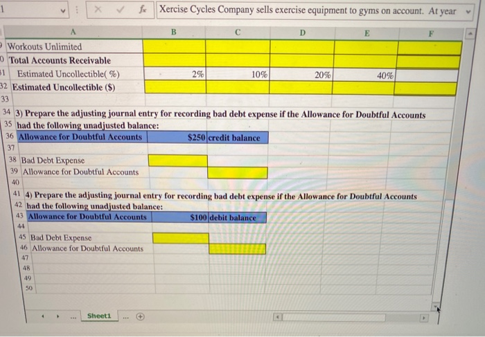Solved Excel SIM: Aging of accounts receivable method 1. | Chegg.com