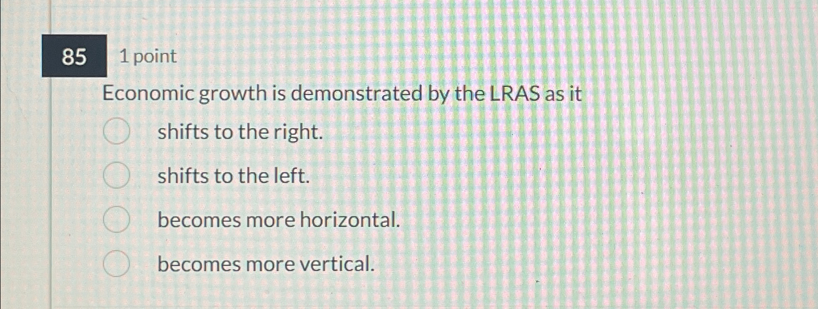 Solved 851 ﻿pointEconomic growth is demonstrated by the LRAS | Chegg.com