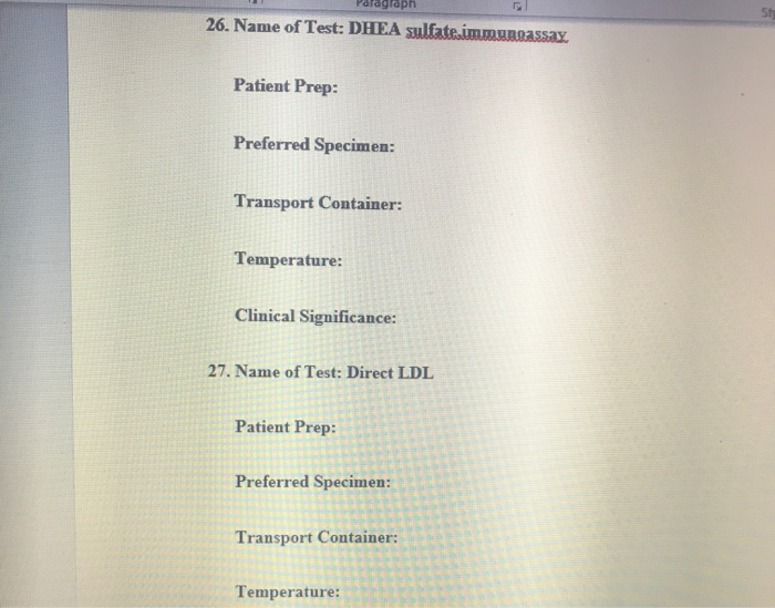 Solved 25. Name of Test: CK total Patient Prep: Preferred | Chegg.com