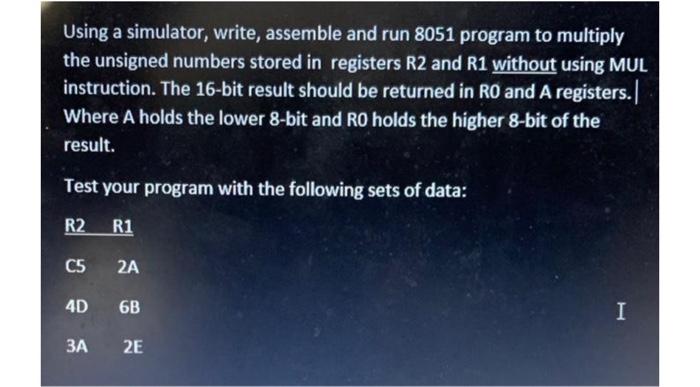 Solved Using a simulator, write, assemble and run 8051 | Chegg.com