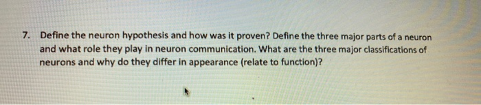 Solved 7. Define the neuron hypothesis and how was it | Chegg.com