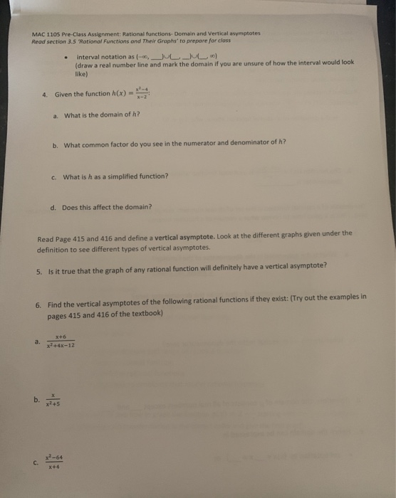Solved MAC 1105 Pre-Class Assignment: Rational | Chegg.com