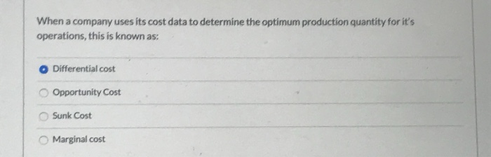 Solved When a company uses its cost data to determine the | Chegg.com