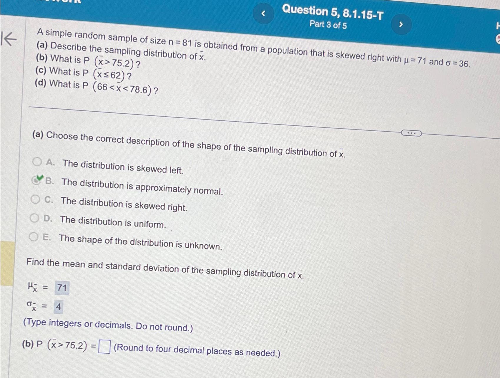 Solved Question 5, 8.1.15-TPart 3 ﻿of 5A simple random | Chegg.com
