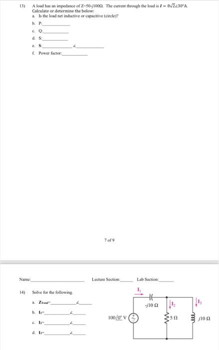 Solved solve all show all steps and soltuion, show all calcs | Chegg.com