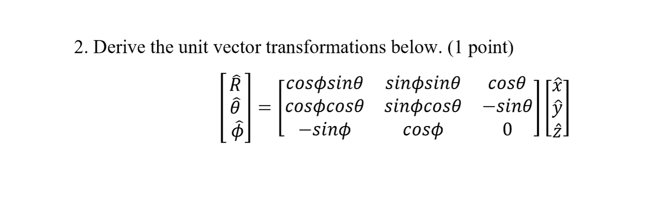 Solved Derive the unit vector transformations below. (1 | Chegg.com