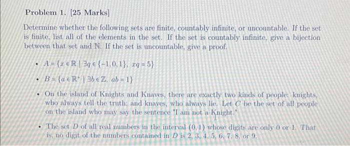 Solved Determine whether the following sets are finite, | Chegg.com